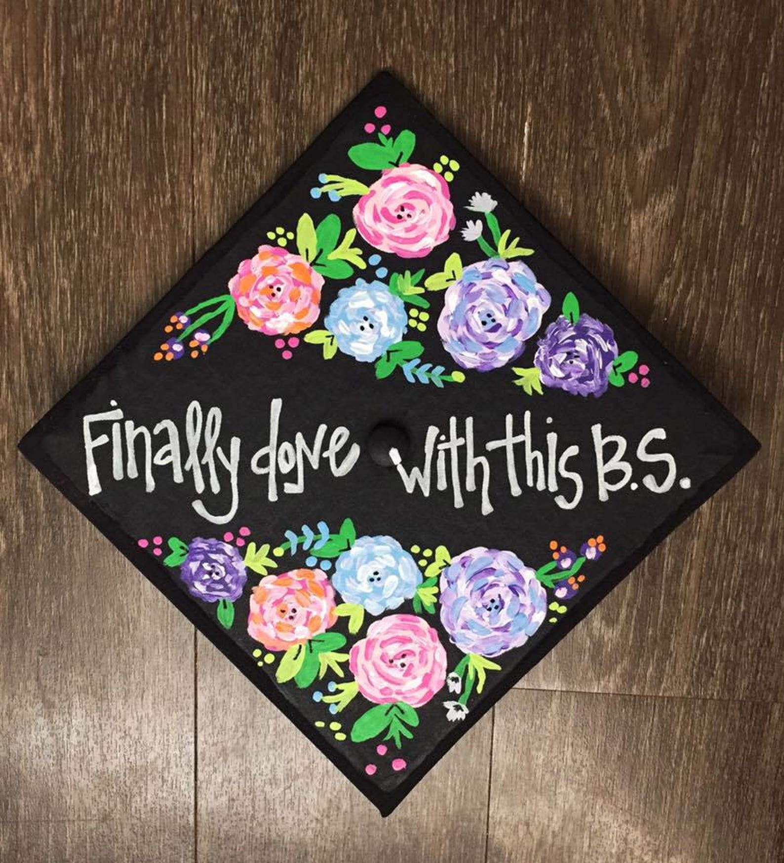 Painted Graduation Caps, Hand Painted Grad Cap, Custom Graduation Cap ...
