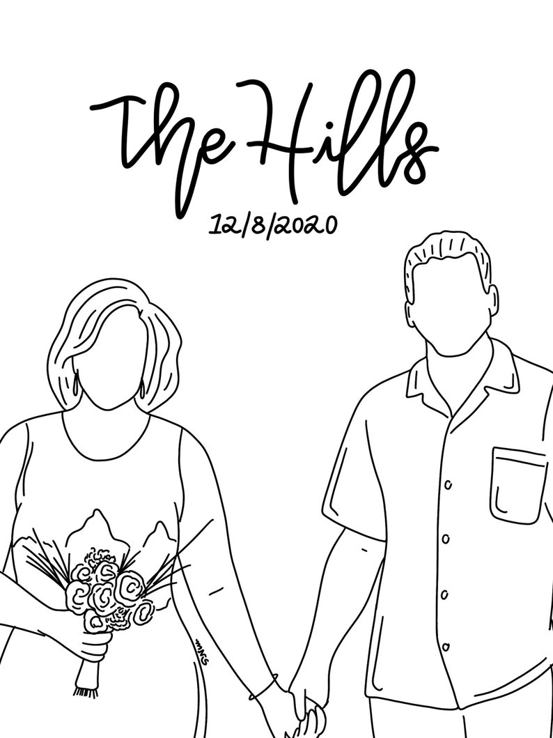Couple Outline One to Two People Outline Drawing Two Person | Etsy