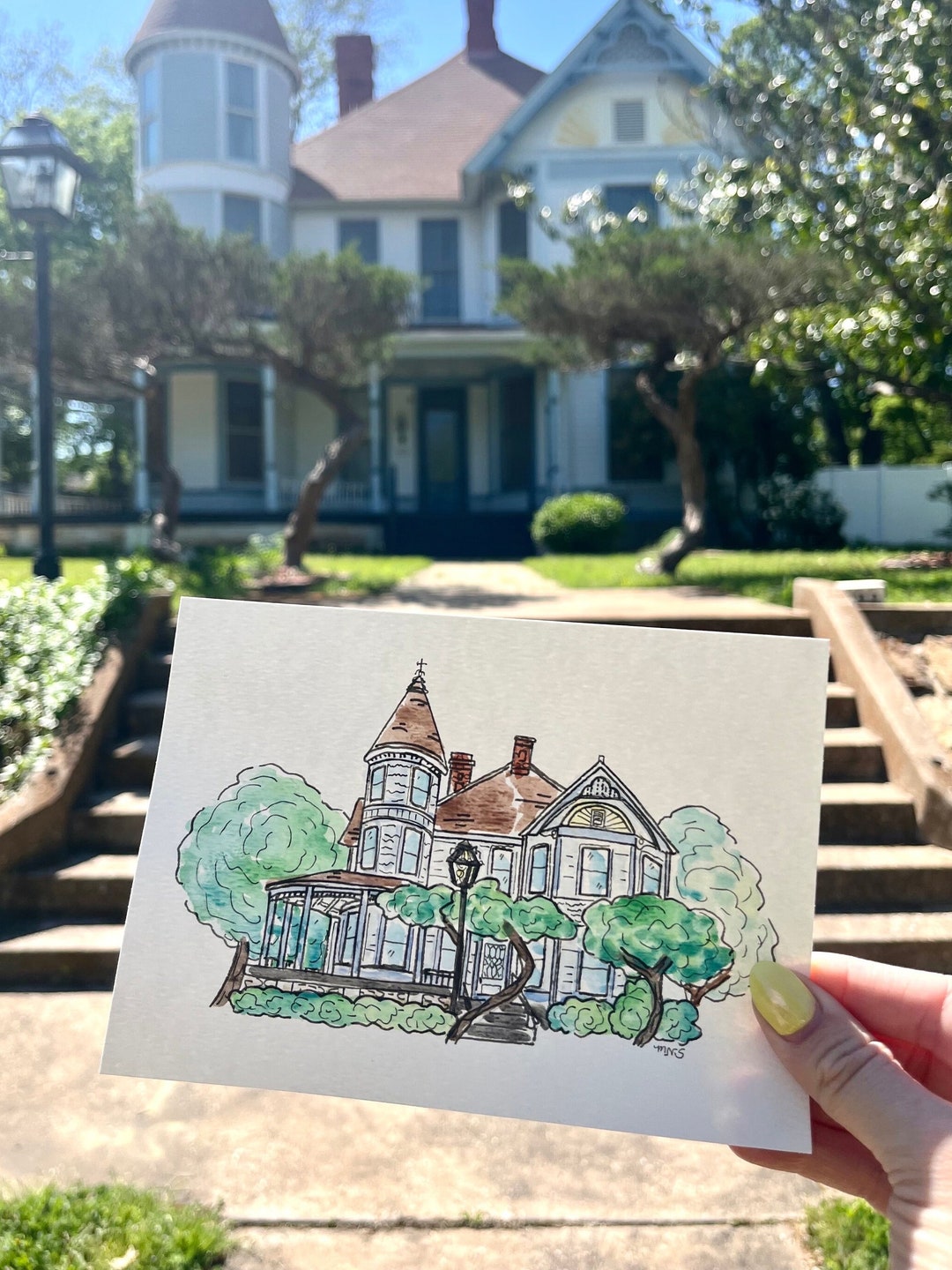 Custom Hand Painted Water Color Home Painting and Sorority House ...