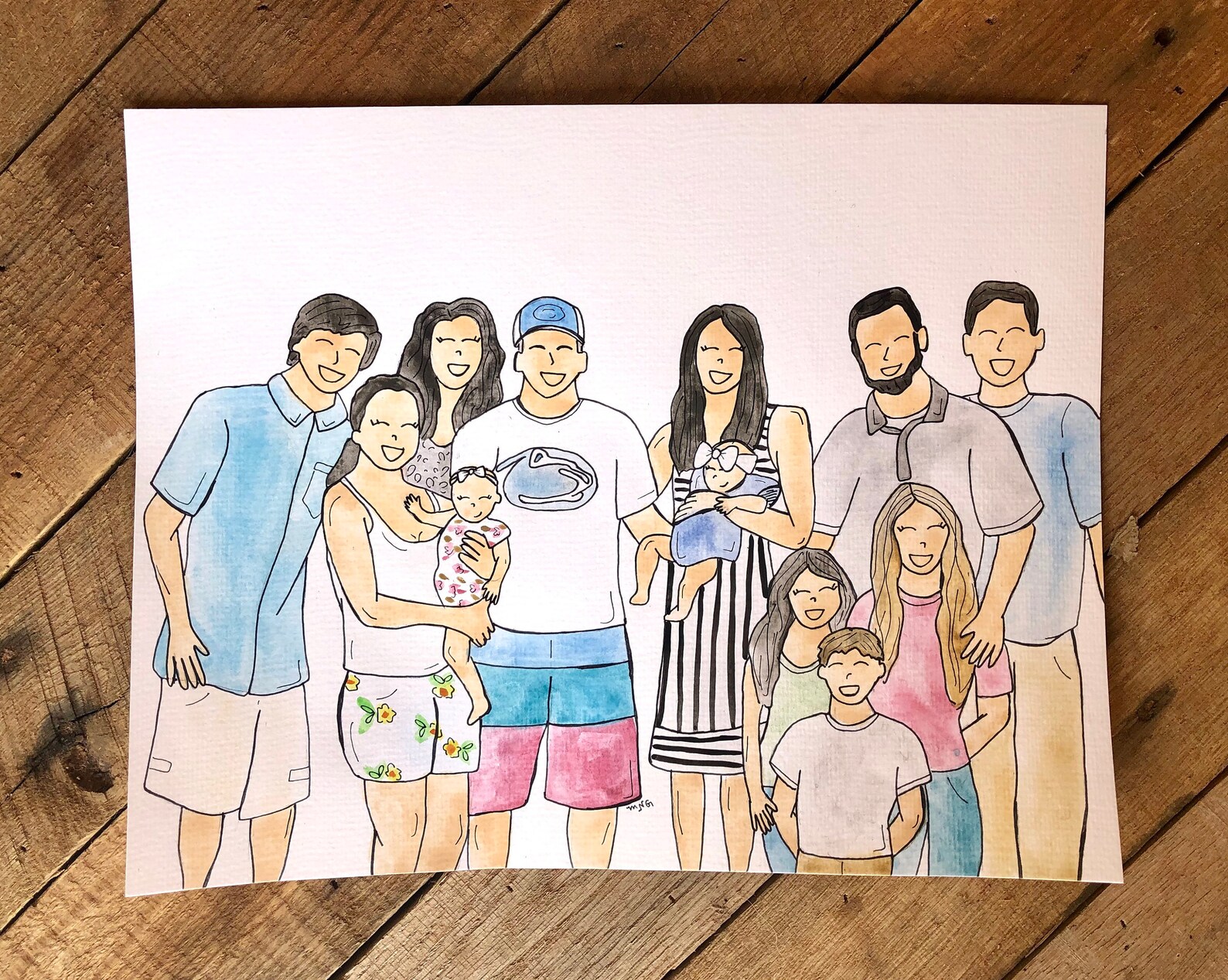 Hand Painted Water Color Family Portrait Painted Portrait | Etsy