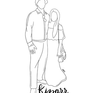 Couple Outline, One to Two People Outline Drawing, Two Person Sketch ...