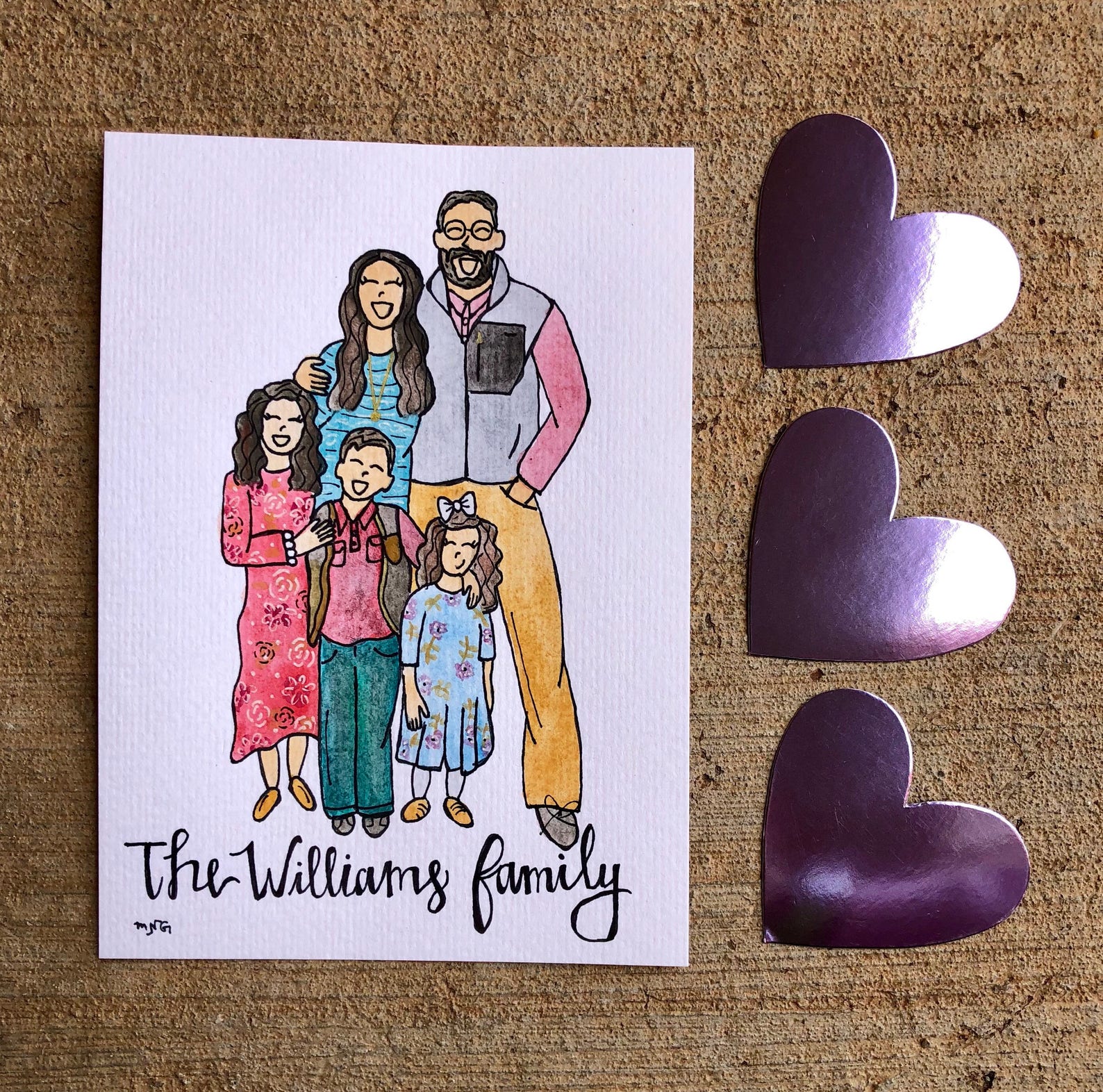 Hand Painted Water Color Family Portrait Painted Portrait | Etsy
