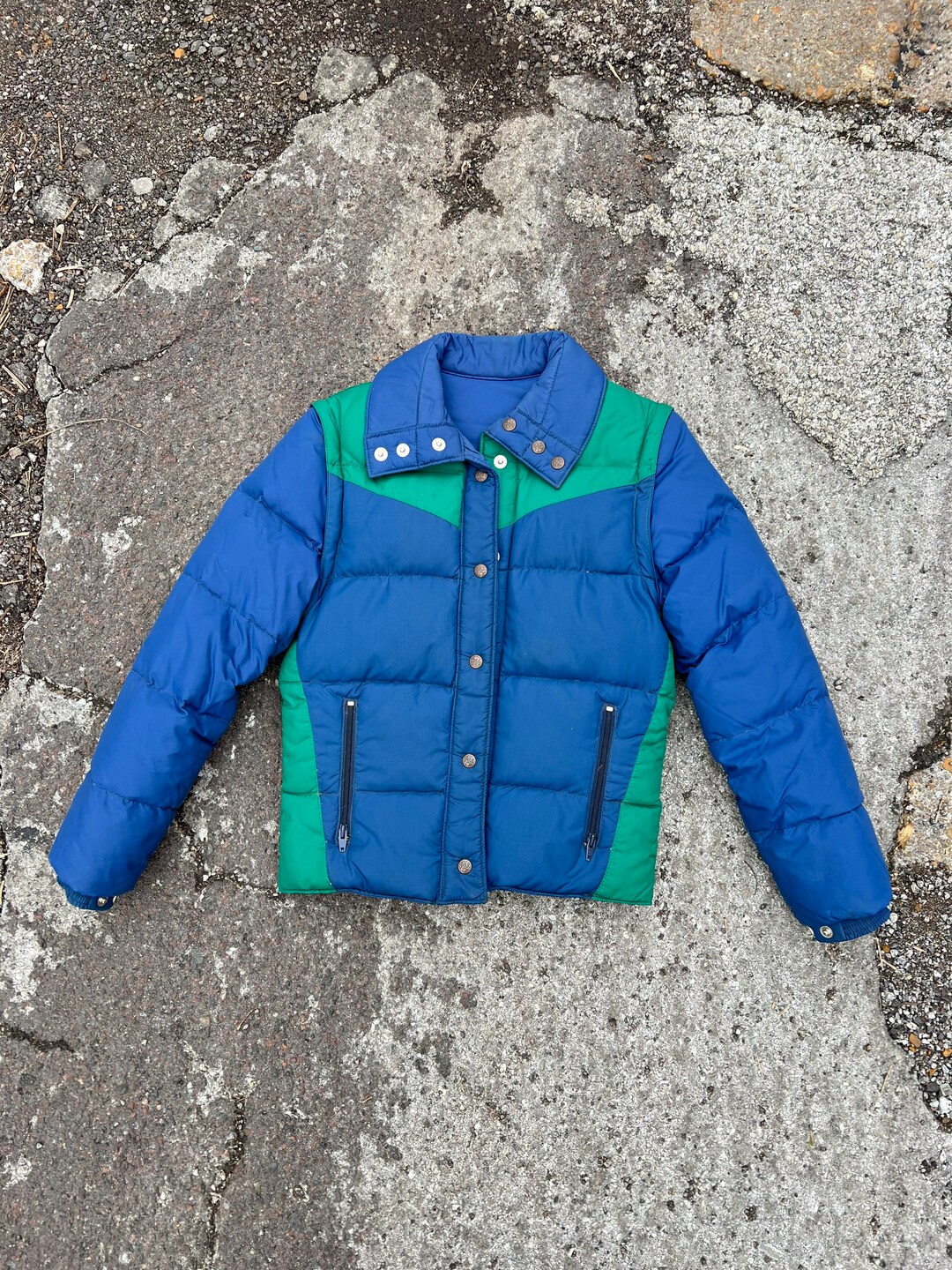 Vintage Puffy Coat Reversible Retro Vest Puffer Jacket Size S 1970’s ...