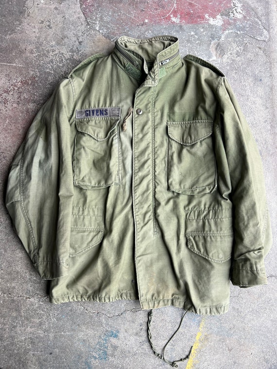 Vintage Military Jacket Army Green Winter Coat Size M… - Gem