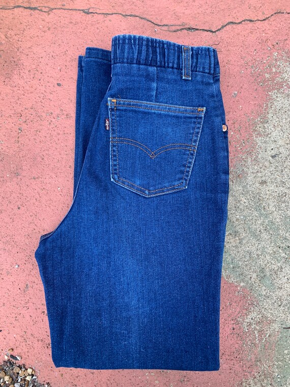 Vintage Levi s Misses Jeans Size 28 Brown Tab Elastic Back Straight Leg Etsy
