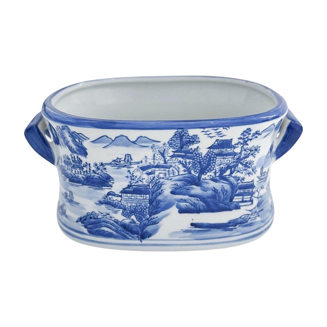 Vintage Blue and White Cachepot – Chinese Porcelain Planter ...