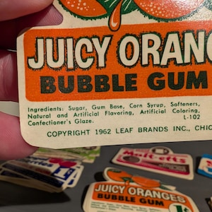 NOS 1950s 60s Leaf Bubble Gum Gumball Machine Price Sign - Paper Gummed ...