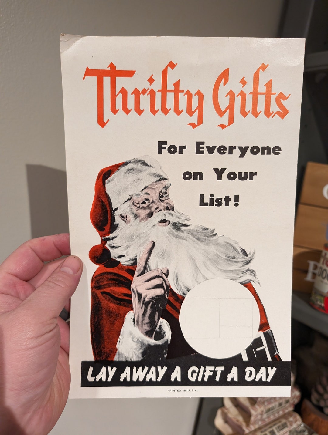 Vintage 1950's/60's Santa Claus Thrifty Gifts Lay Away Hardware Store ...