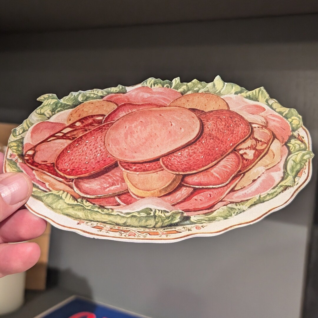 1940s 50s Cold Cuts Tray Charcuterie Menu Board Die Cut Paper Gummed ...