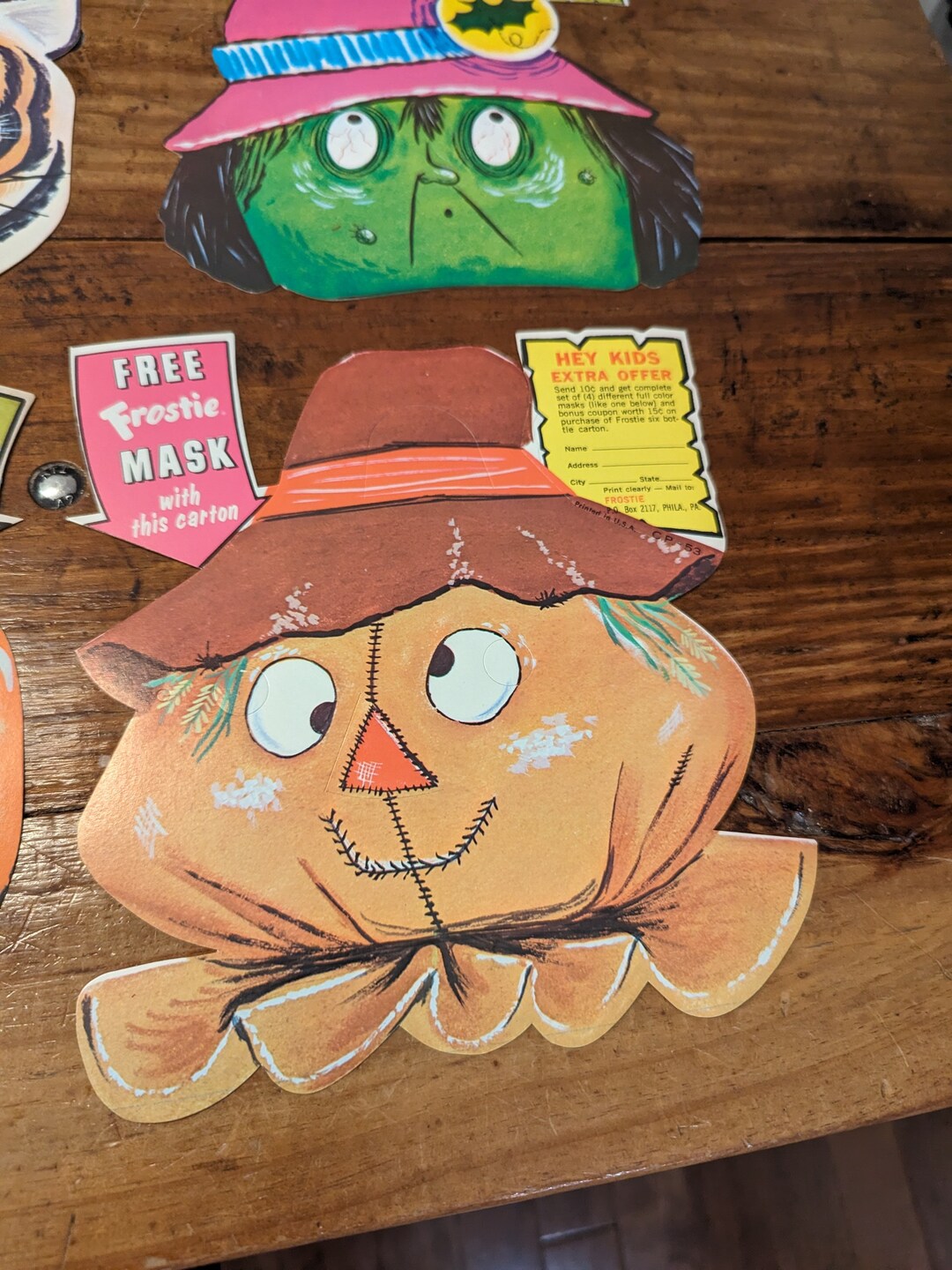 Original 1953 Frostie Root Beer Mask - CHOICE: Scarecrow, Witch ...