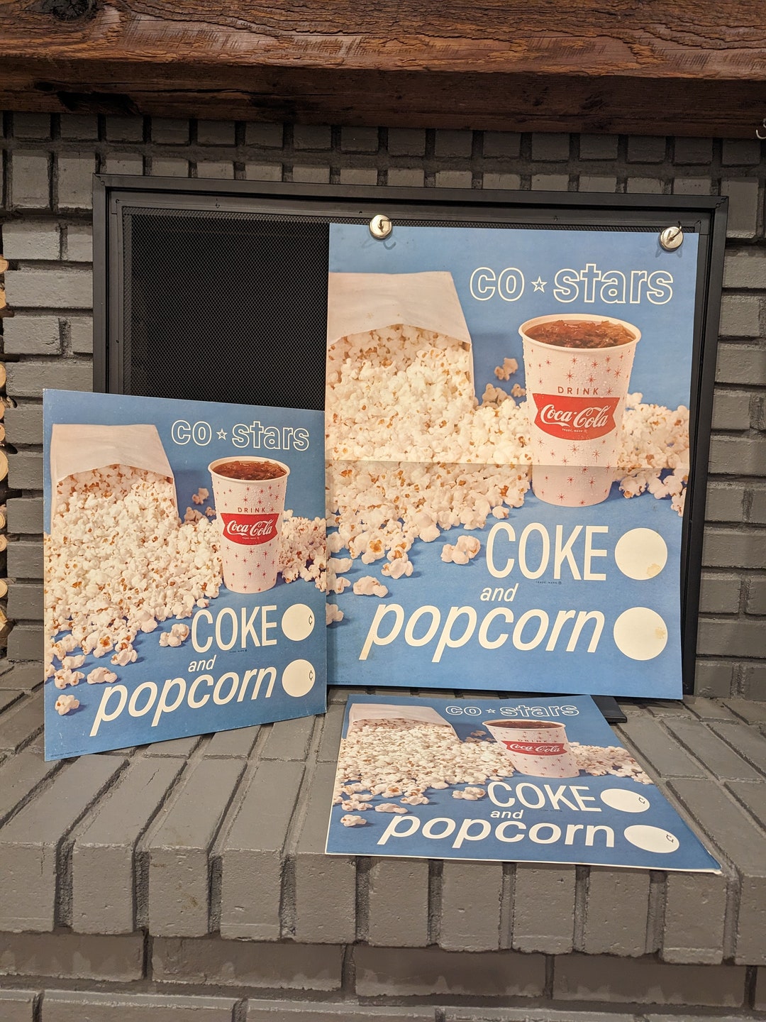 Mid 60's 1964 Coke Coca-cola Popcorn & Coke Sign Old Original Poster ...