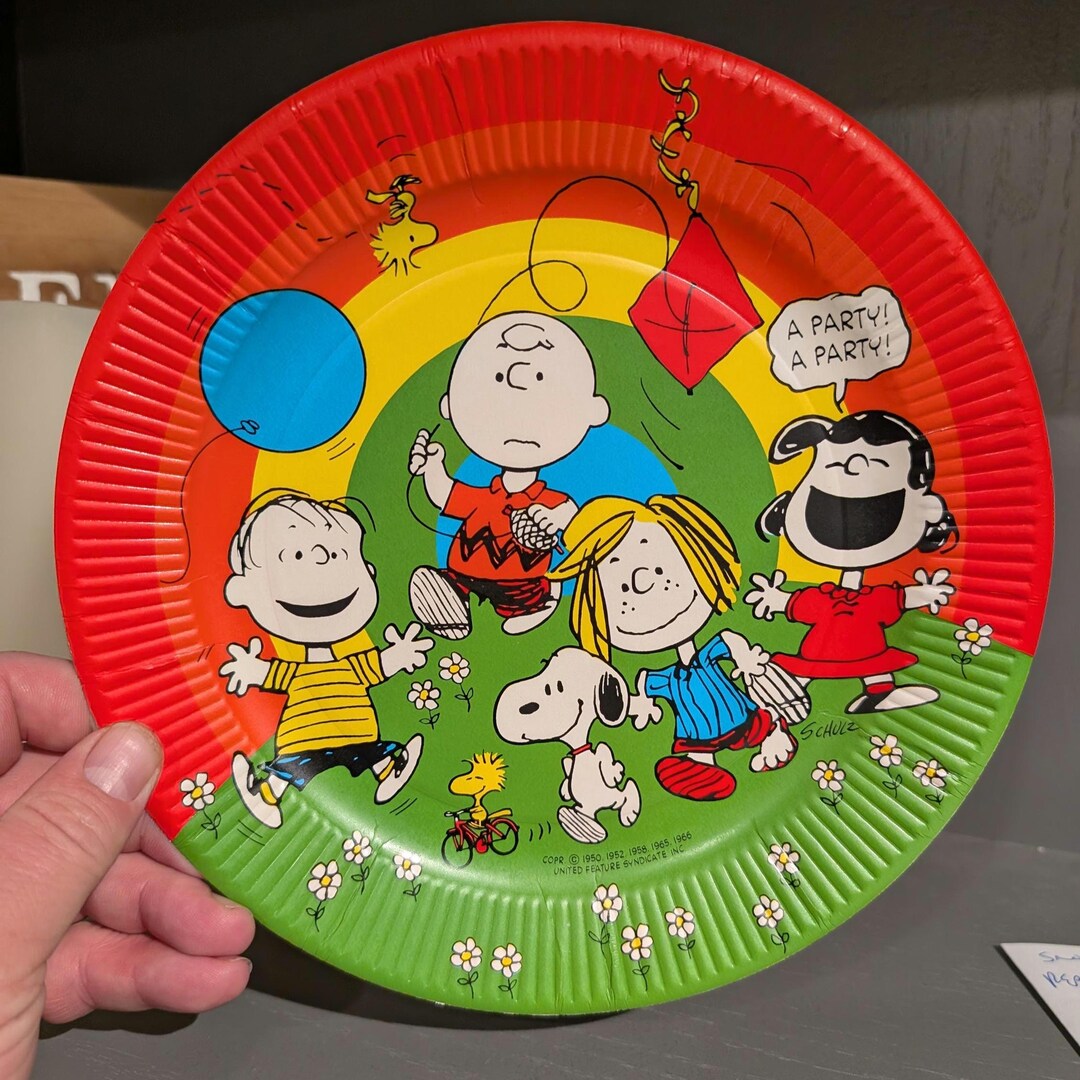 NOS 1980s 90s Snoopy Charlie Brown Peanuts Gang Happy Birthday Plate ...