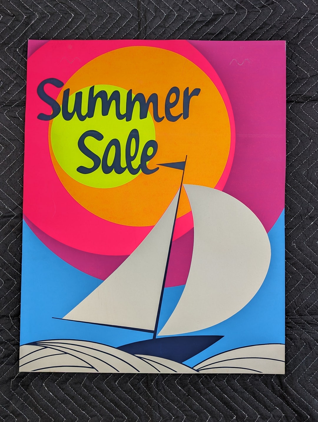 Large 1970s Summer Sale With Sail Boat Double Sided Store Merchandising ...
