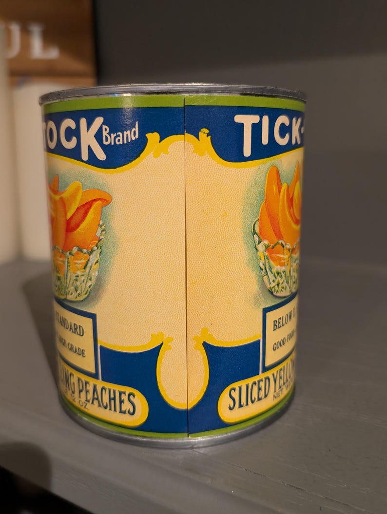 1920s 30s Tick Tock Brand Sliced Peaches Can Label on Can Original ...
