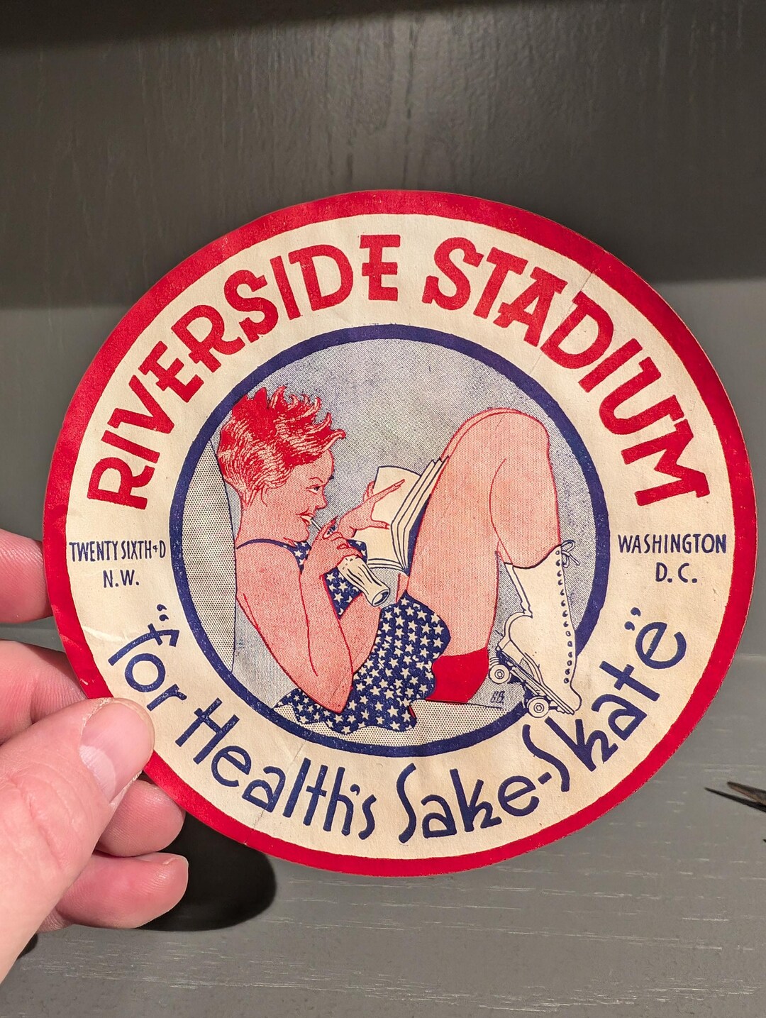 1940's Riverside Stadium Roller Skating Rink Gummed Decal Old ...