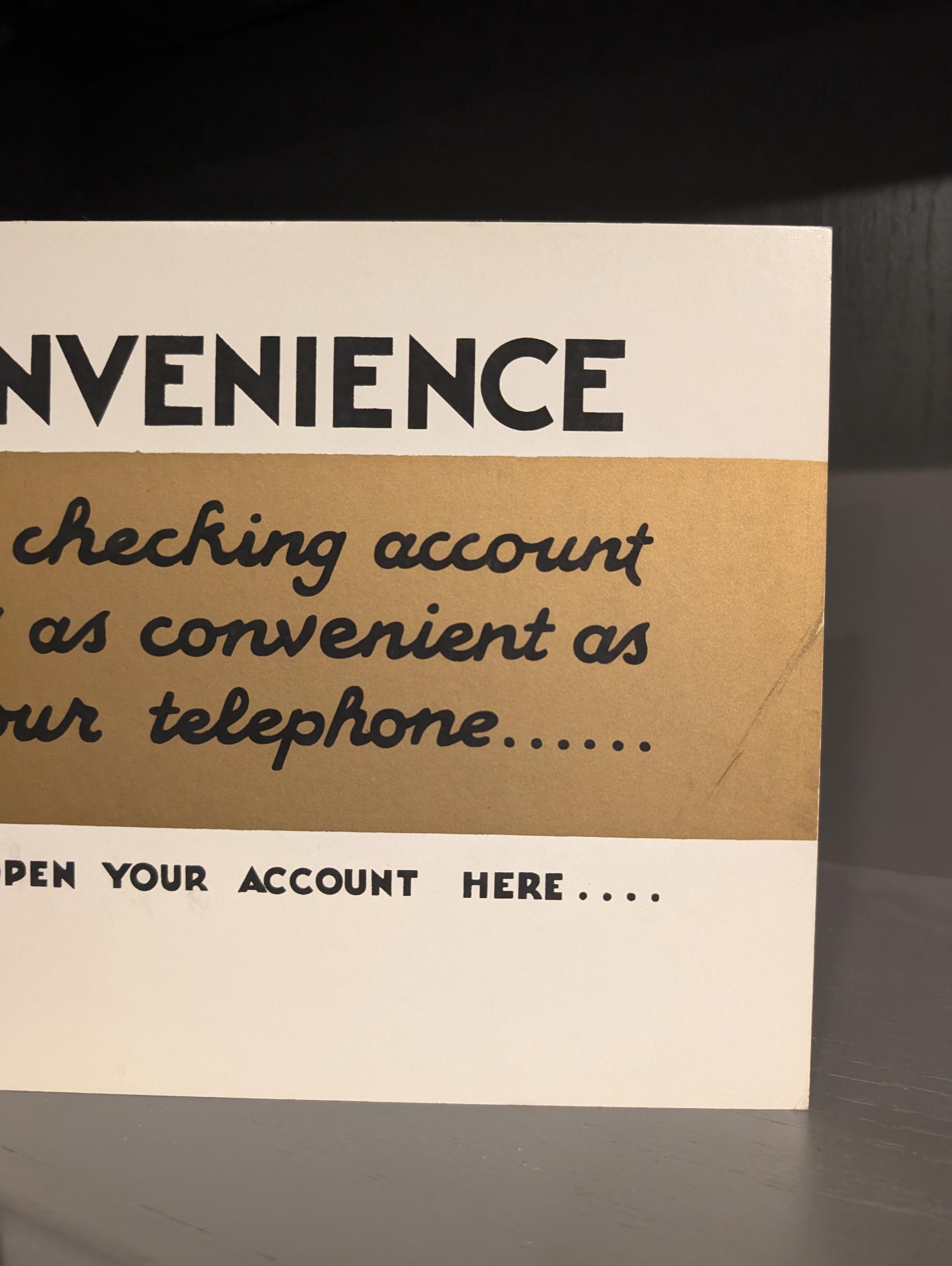 Original 1960s Bank by Phone Vintage Bank Sign - Thick Crescent Board ...