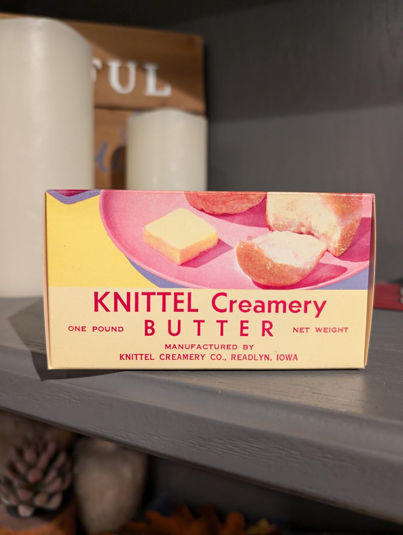 1950s 60s Kittel Creamery Dinner Rolls Butter Box One Pound Box - Old ...