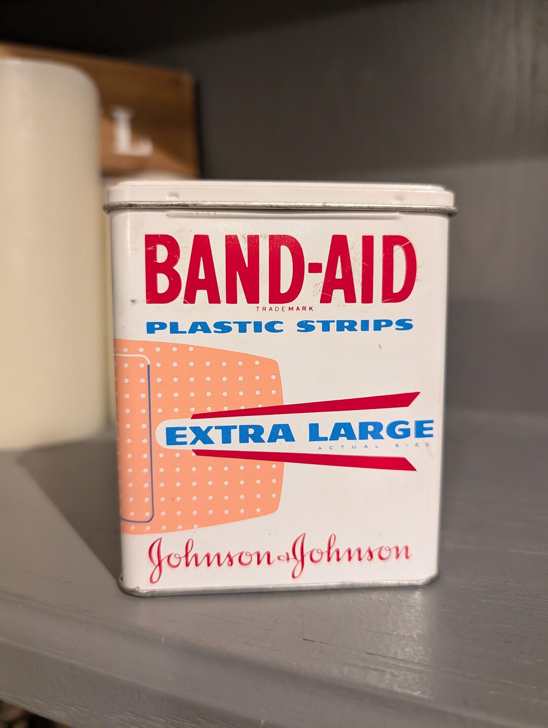 Original Vintage 1960s Band Aid Plastic Strips Extra Large Bandaids Tin ...