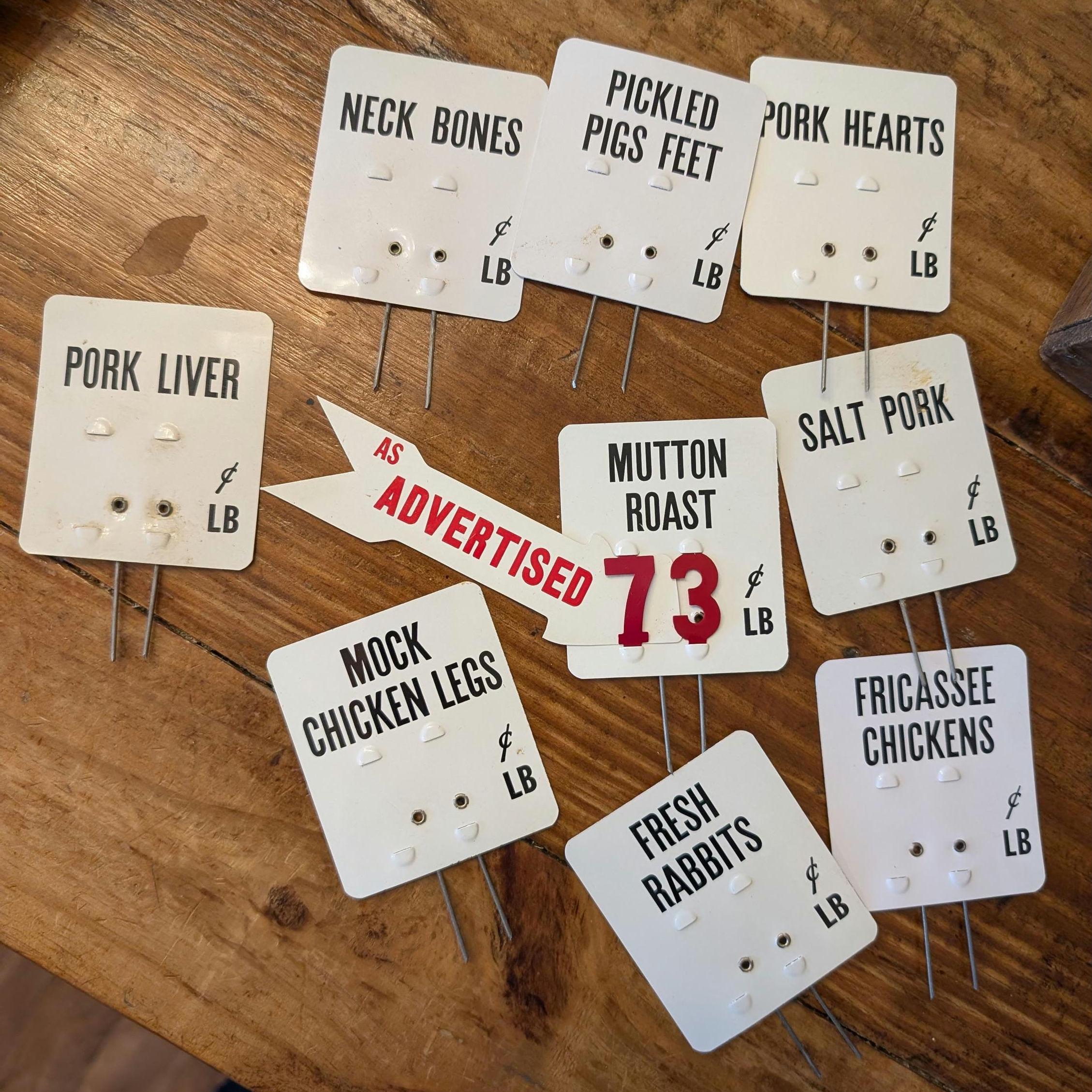 1950s Butcher Shop Meat Market Price Signs- Plastic Grocery Store Sign ...