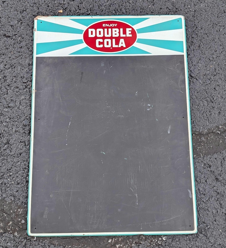 ORIGINAL 1960s Enjoy Double Cola Chalkboard - Metal Sign - Soda ...