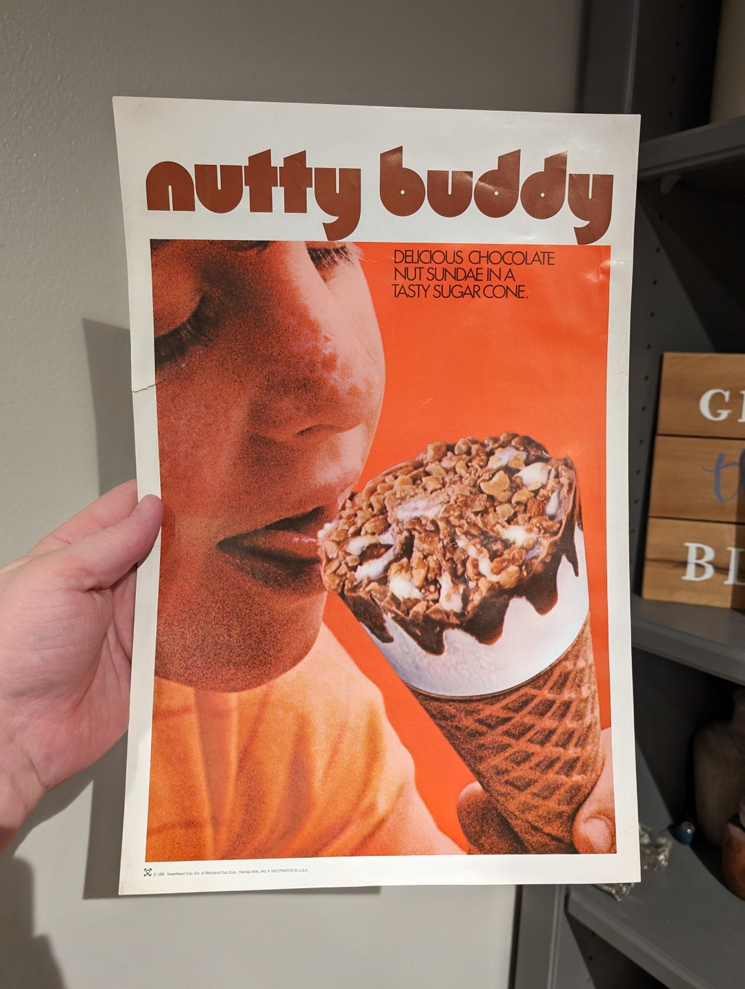 1970's Nutty Buddy Sugar Cone Ice Cream Poster Sign Poster Original ...