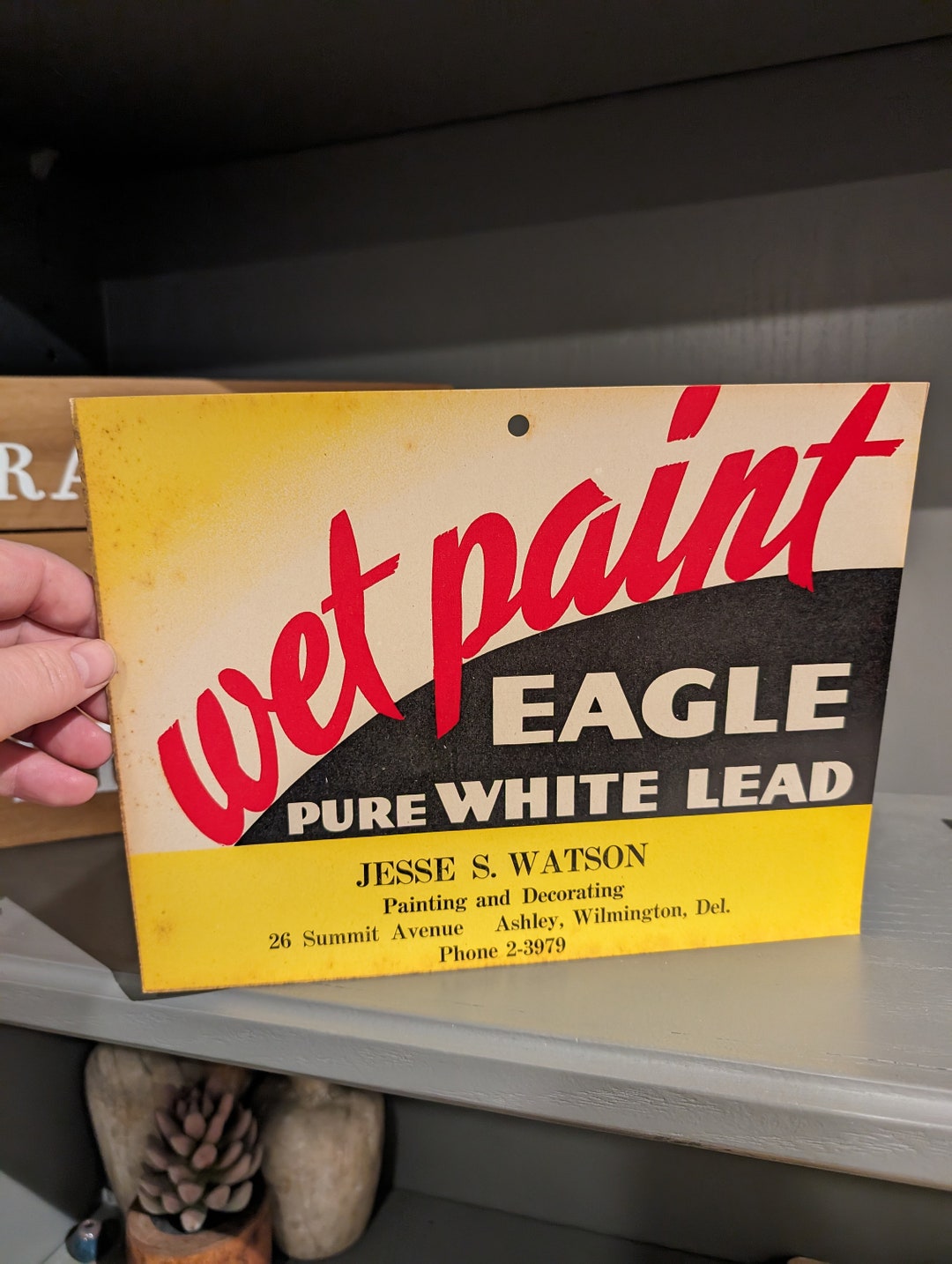 Original 1940's Eagle White Lead WET PAINT Cardboard Sign - Vintage ...