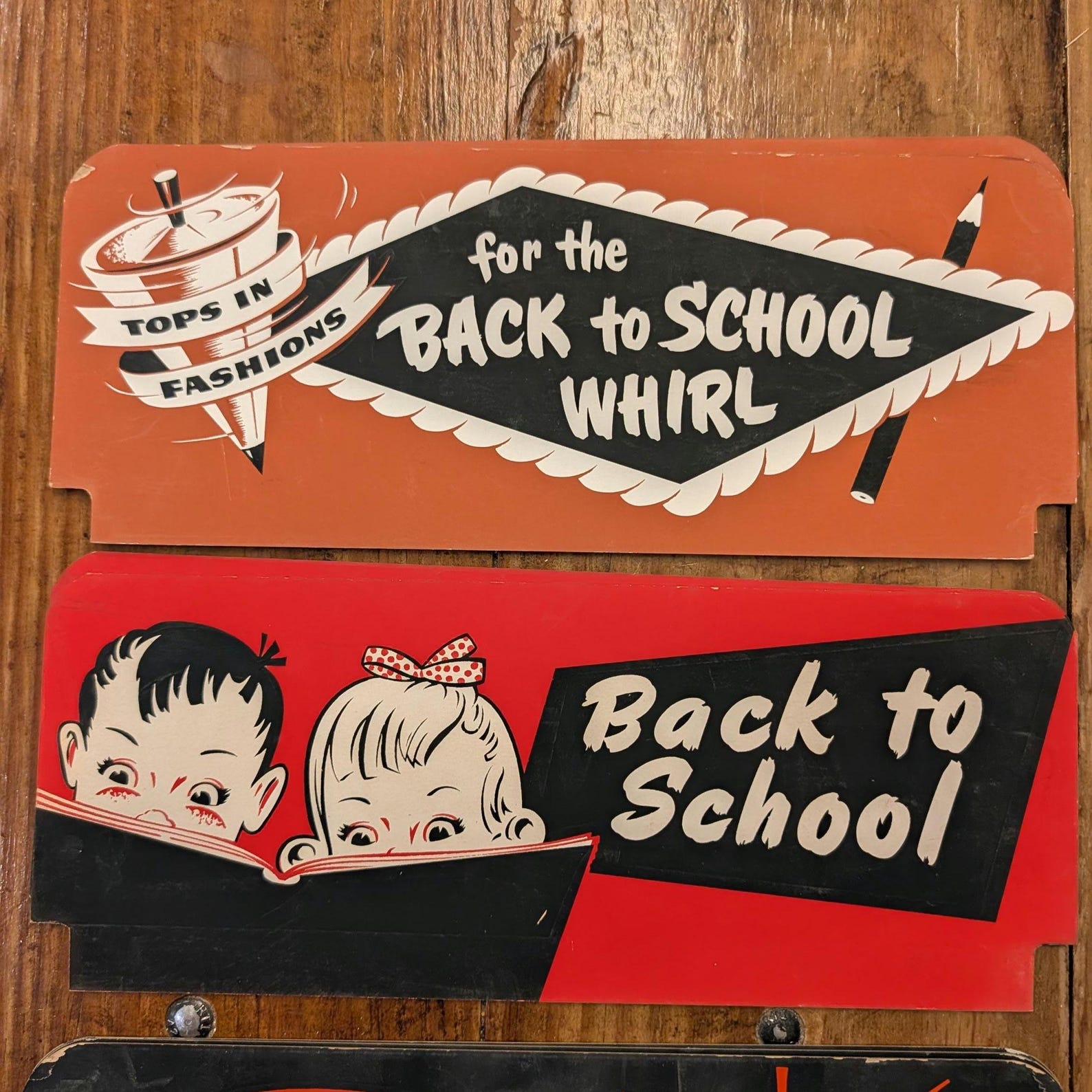 Original 1950s 60s Back to School Sale Vintage Price Sign Card - Double ...