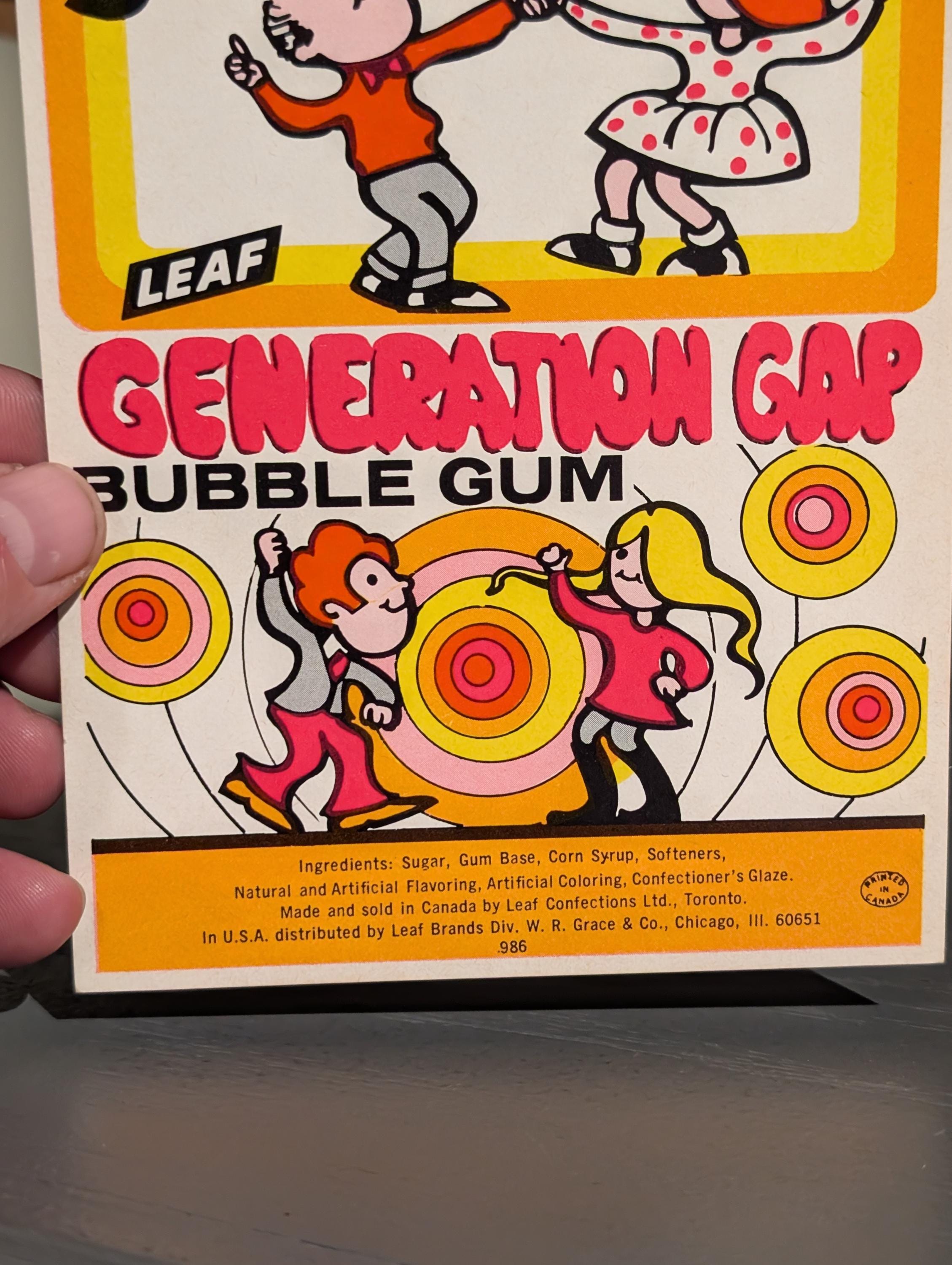 NOS 1960s Leaf Generation Gap Gumball Machine Price Sign - Cardboard ...