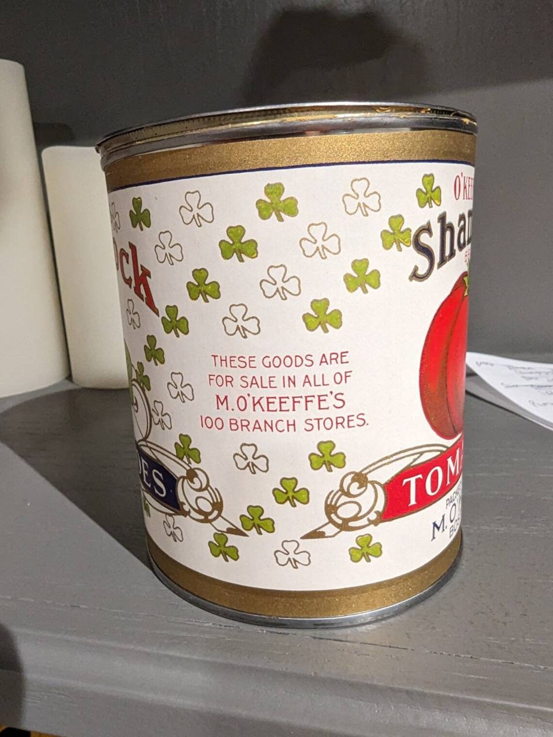 1920's O'keefe's Shamrock Brand Tomatoes Can Label on Can Original ...