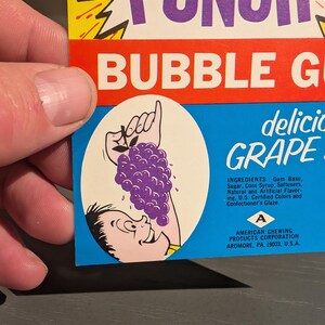 NOS 1970s Grape Punch Gum Gumball Machine Price Sign - Cardboard ...