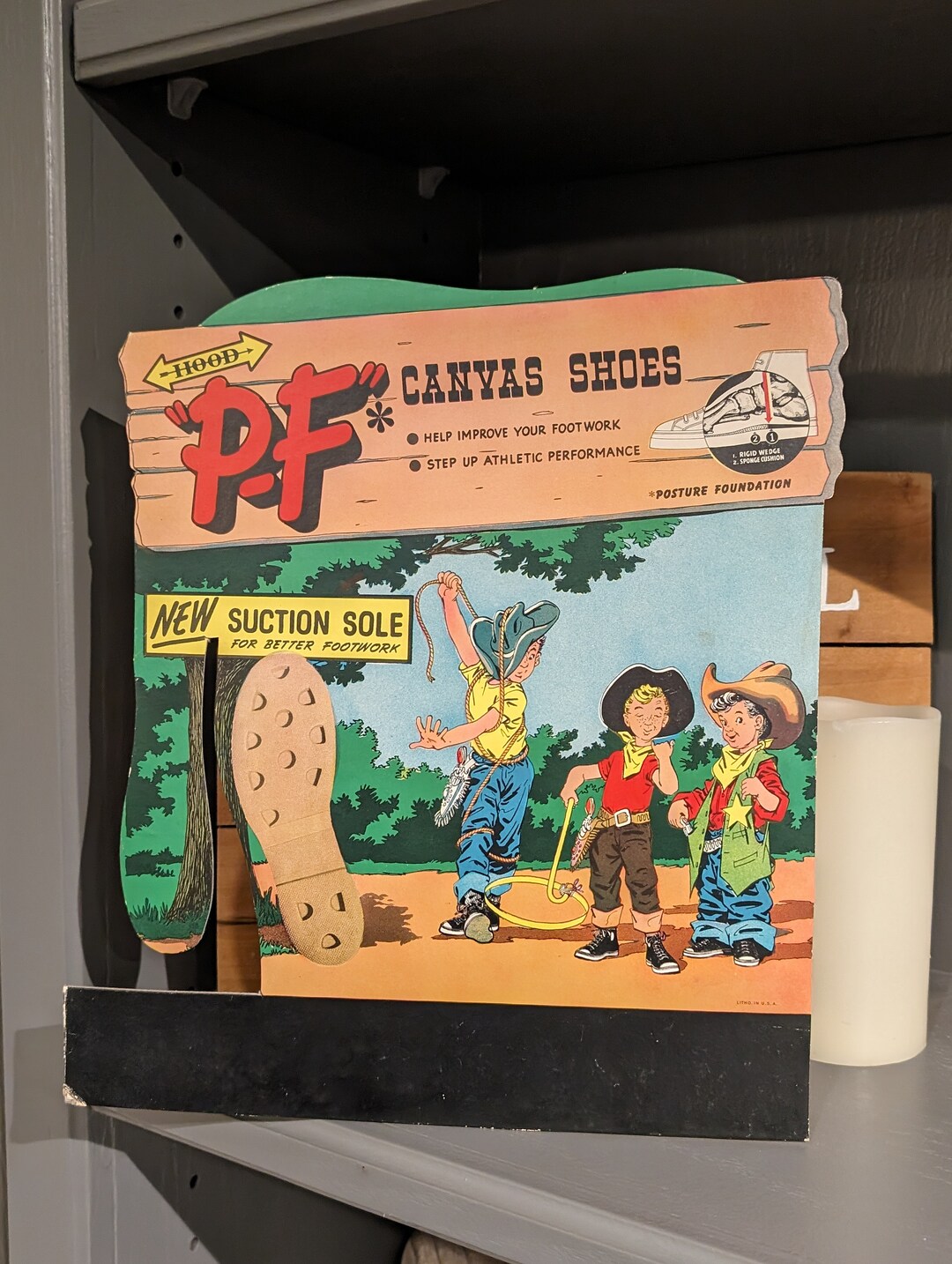 Original 1950's 60s Hood PF Flyers Canvas Shoes Sign Vintage Store ...