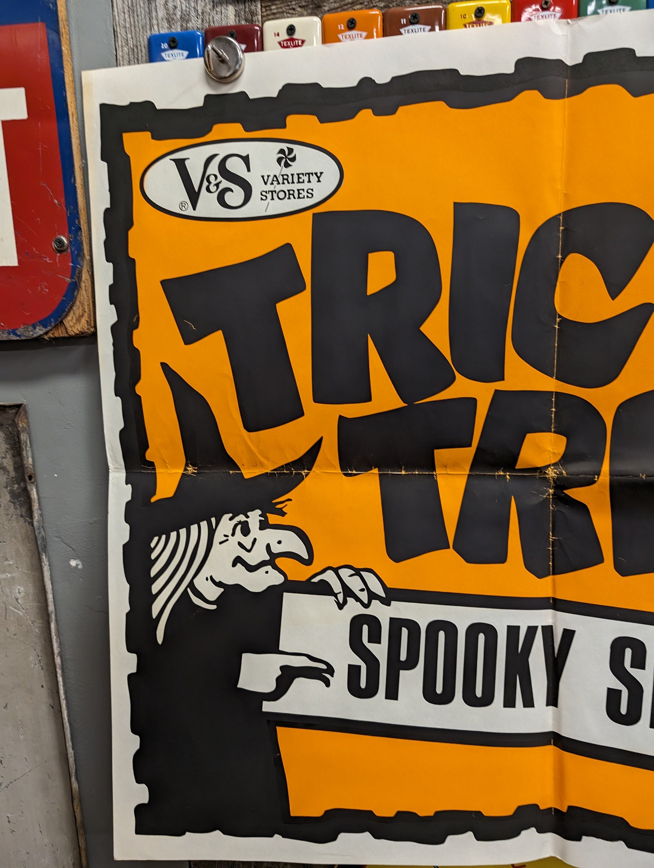 Large 1970s 80s S Variety Store Spooky Specials Trick or Treat Sign ...