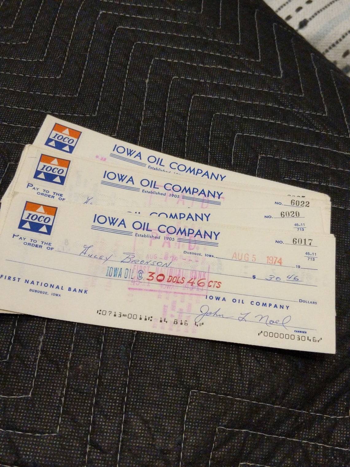 Lot of 10 1970's Iowa Oil Company Checks, Dubuque, Iowa - Old ...