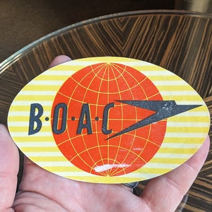 1950's BOAC British Airlines Gummed Label Old & Original Vintage Travel ...