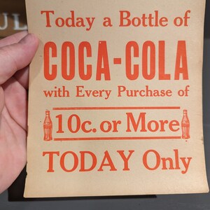 1920's Coca-cola Free Coca-cola Sign With Purchase Store Sign - Old ...