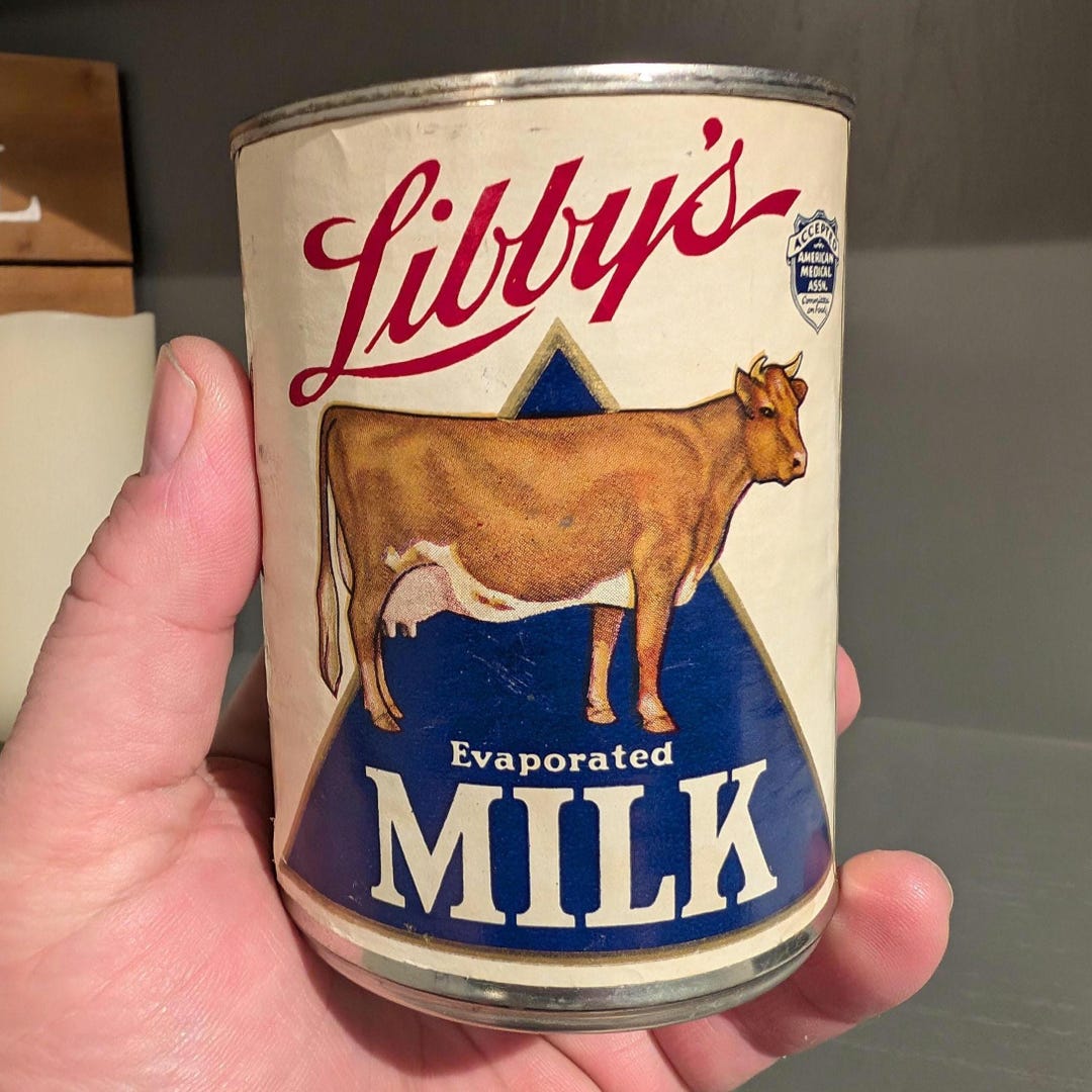 1925 Libby’s Evaporated Milk Can Label on EMPTY New Can - Original ...