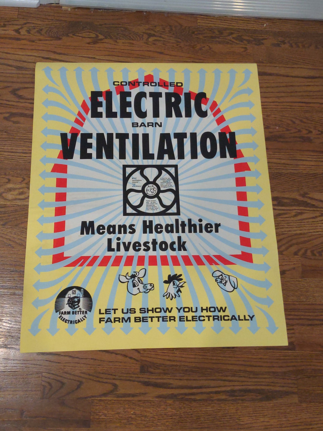 1960's Reddy Killowatt "barn Ventilation" Poster Rural Electrification ...
