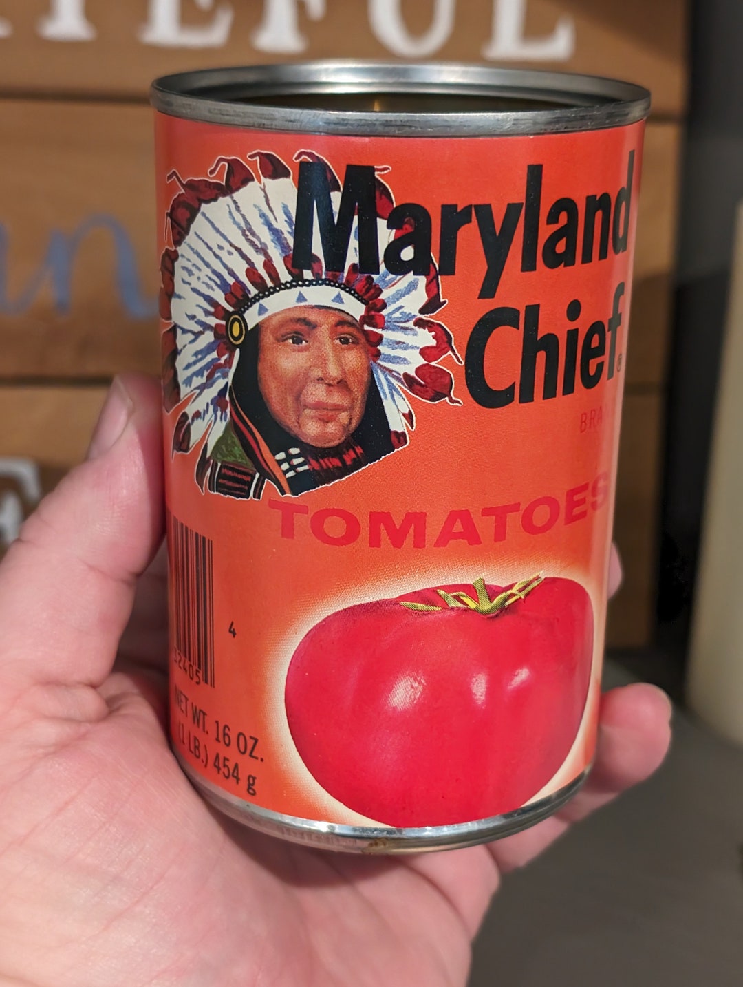 1990's Maryland Chief Brand Tomatoes Old Can Label on Can - Charles ...