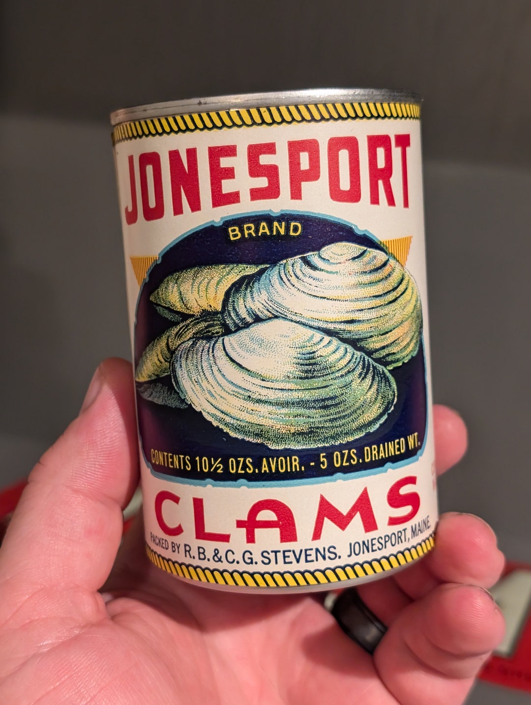1940's/50's Jonesport Clams Old Can Label on Can - Jonesport, Maine Old ...