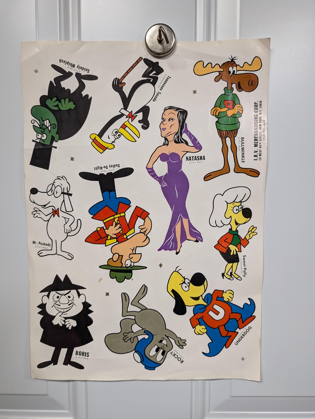 1960s Rocky & Bullwinkle Mr. Peabody Character Sheet - Old Original ...