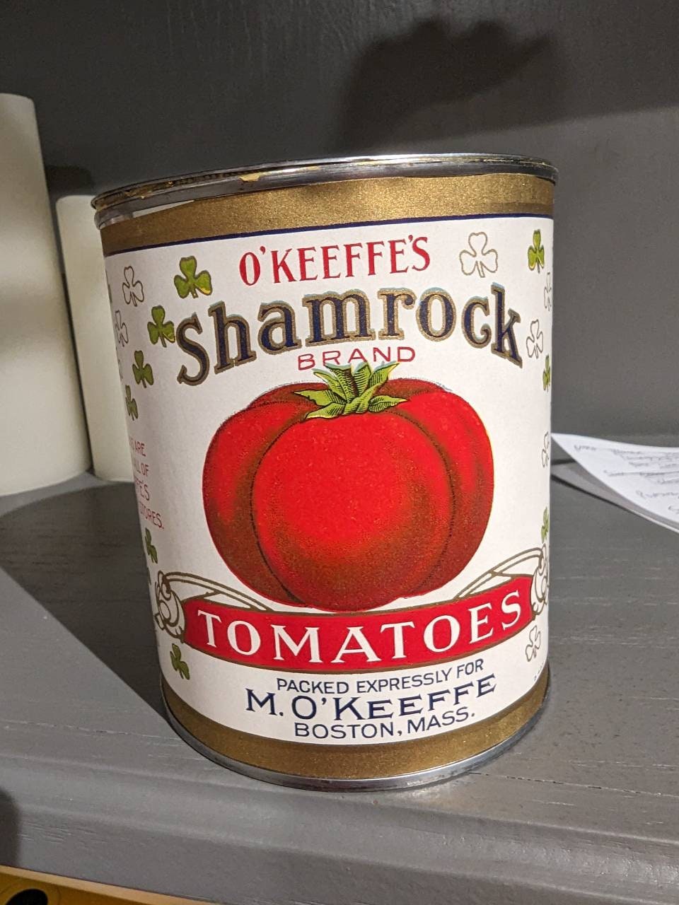 1920's O'keefe's Shamrock Brand Tomatoes Can Label on Can Original ...