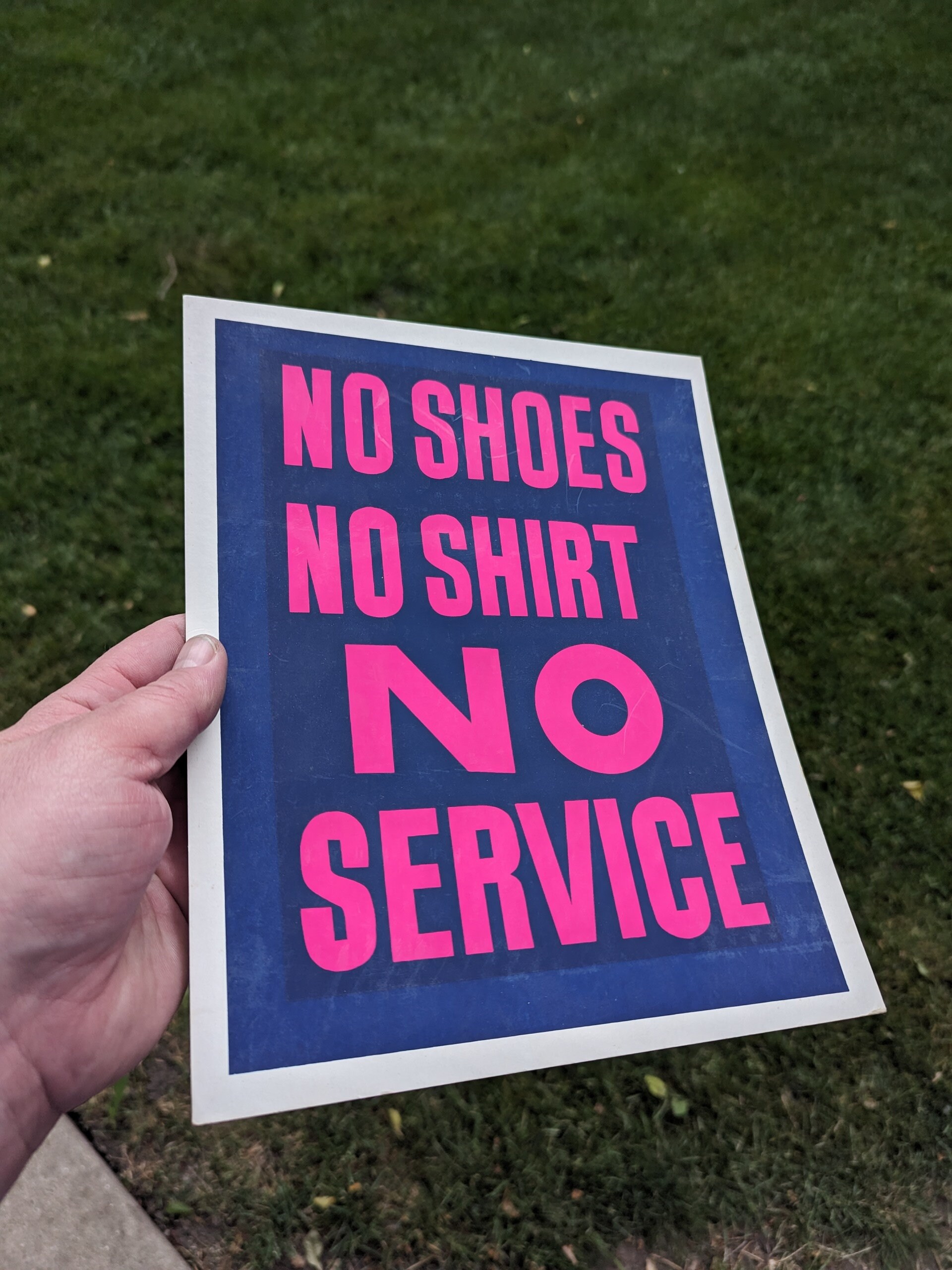 Original 1970s 1980s No Shoes No Shirt No Service Cardboard Sign ...