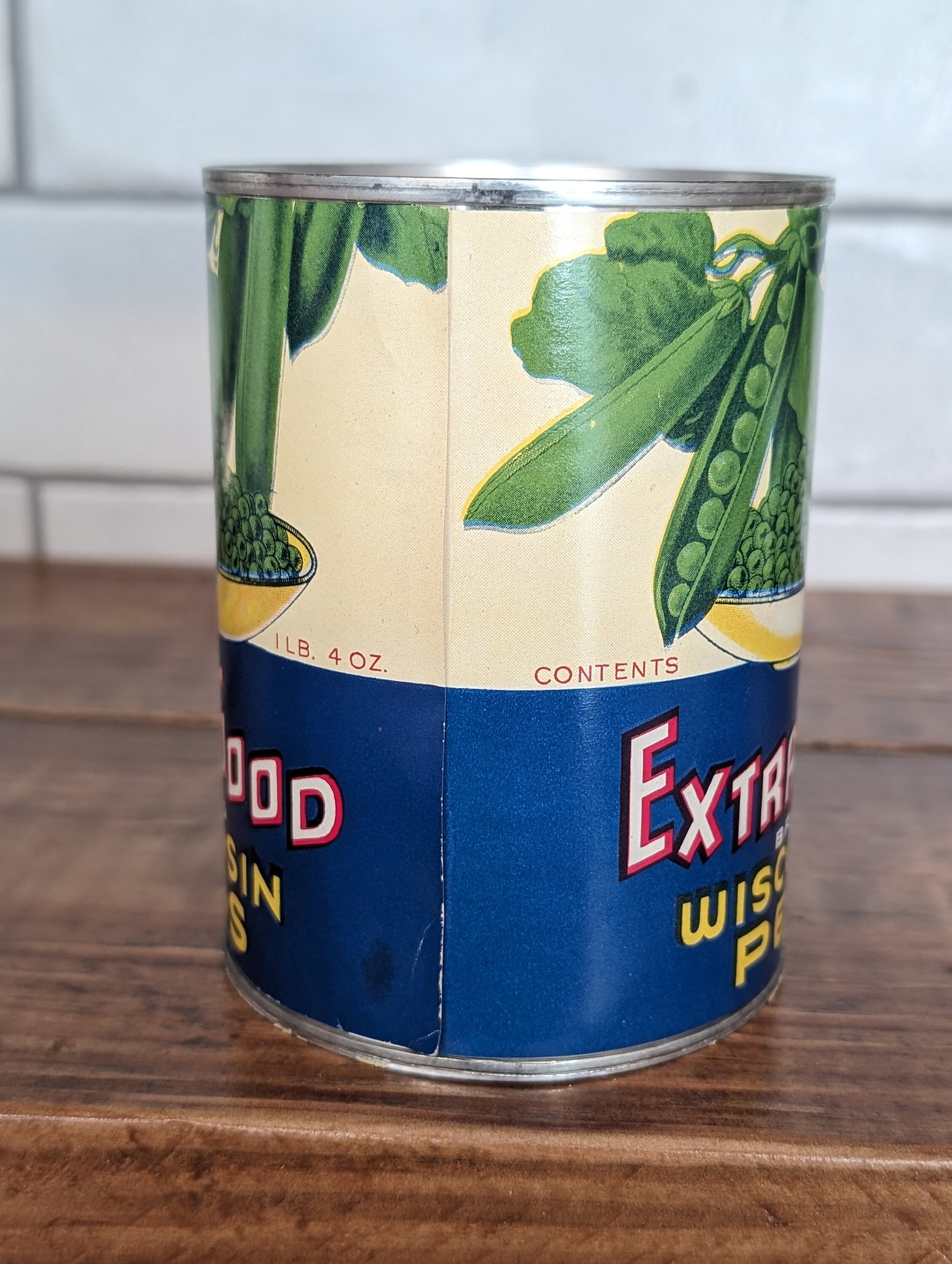1940's Extra Good Wisconsin Peas - Script-. Can Label on Can Original ...