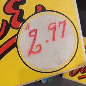 Original 1940's Yellow Sale Store Price Sign Vintage Sign 2.97 or .44 ...