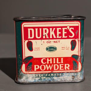 1930s Old & Original Durkees Chili Powder Spice Seasoning Metal Spice ...