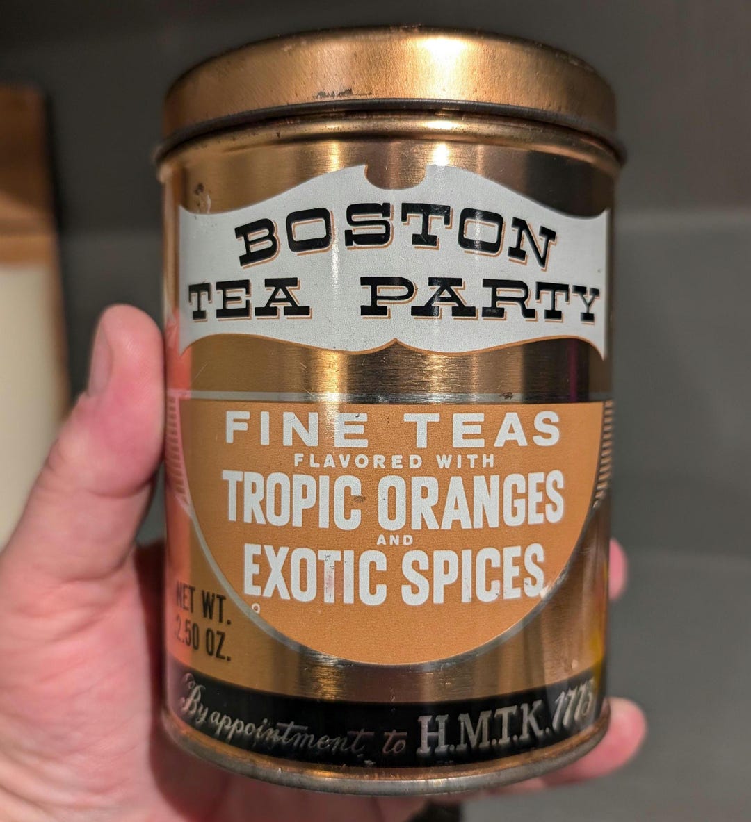 Vintage 1970s Boston Tea Party Fine Teas With Tropic Oranges Metal Can ...