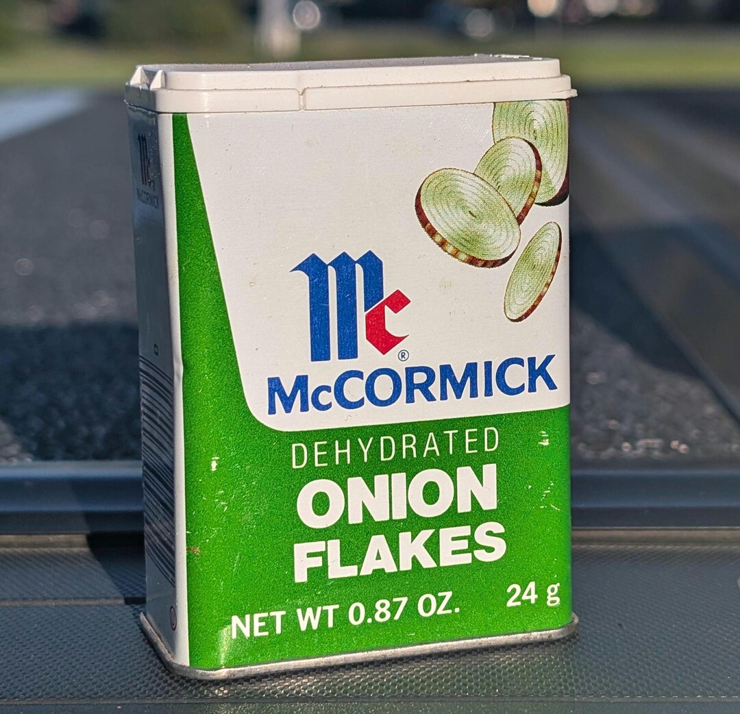 1970s Old & Original Mccormick Crushed Onion Flakes Metal Spice Tin ...