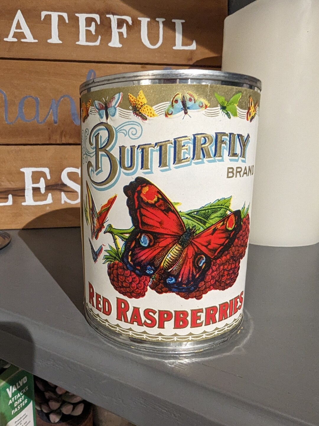 1930's Butterfly Brand Raspberries Can Label on Can Original Vintage ...