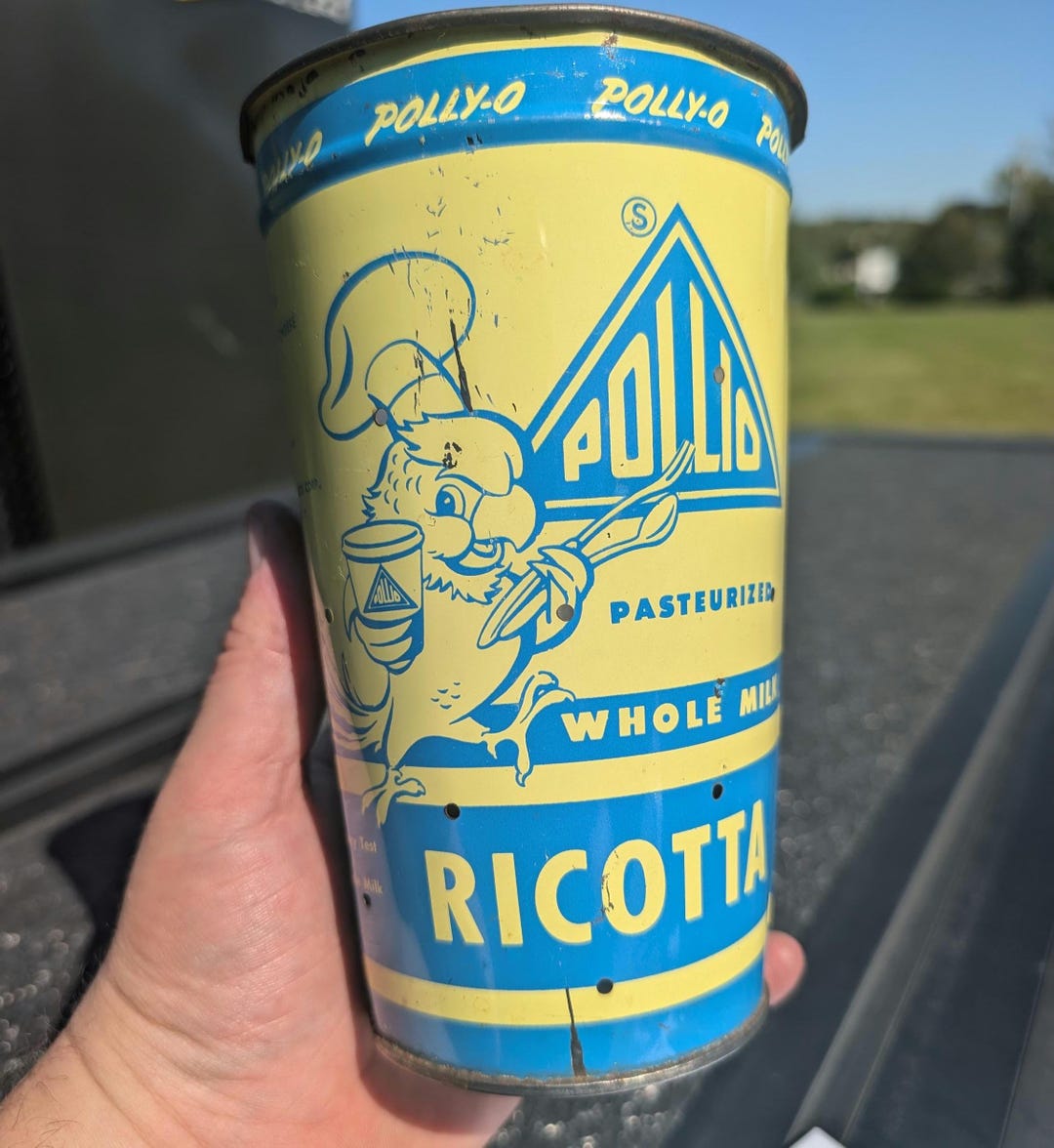 1940's Polly O Brand Ricotta Metal Can From Old & Original 1949 ...