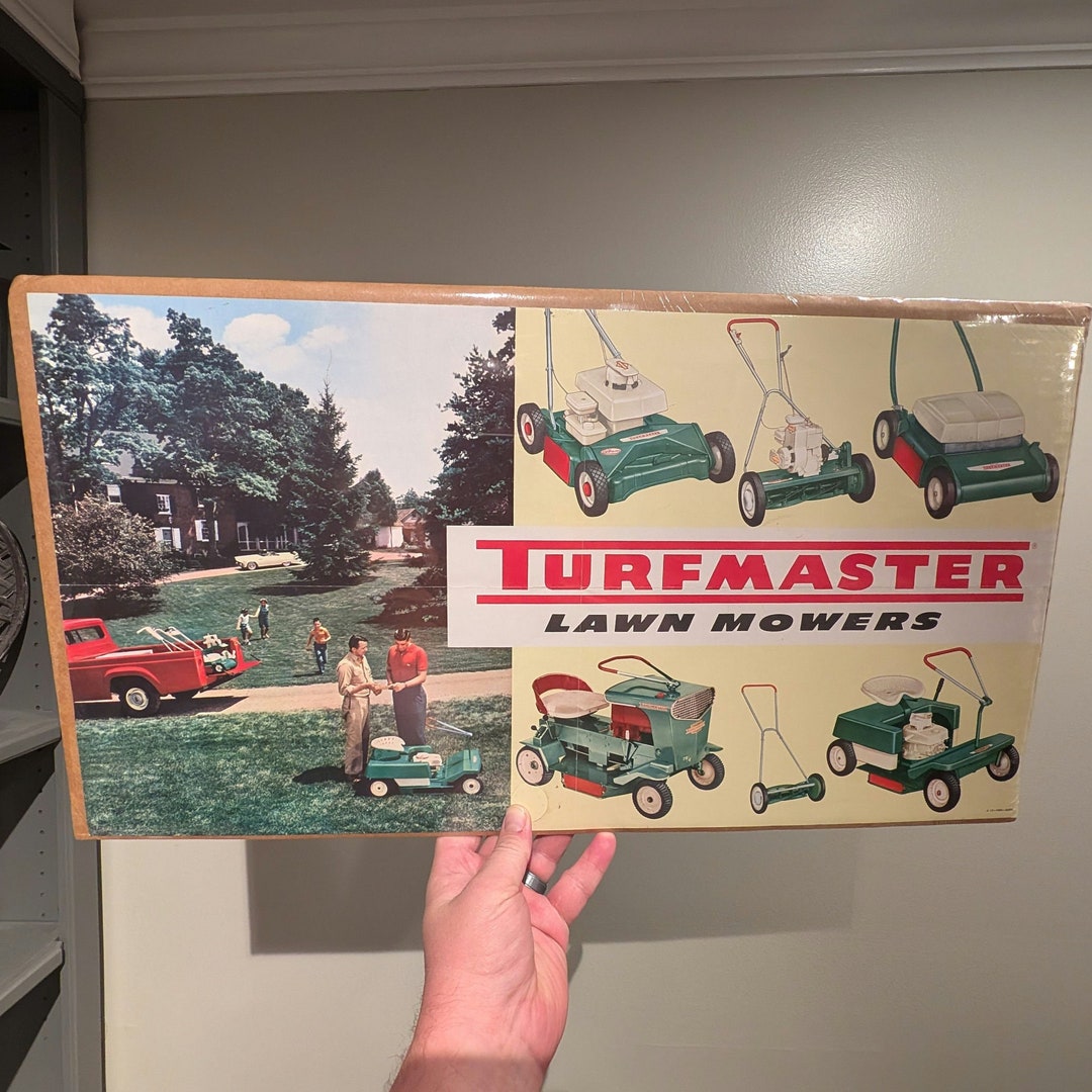 1960's Turfmaster Lawn Mowers Display Poster Original Sign - Vintage ...